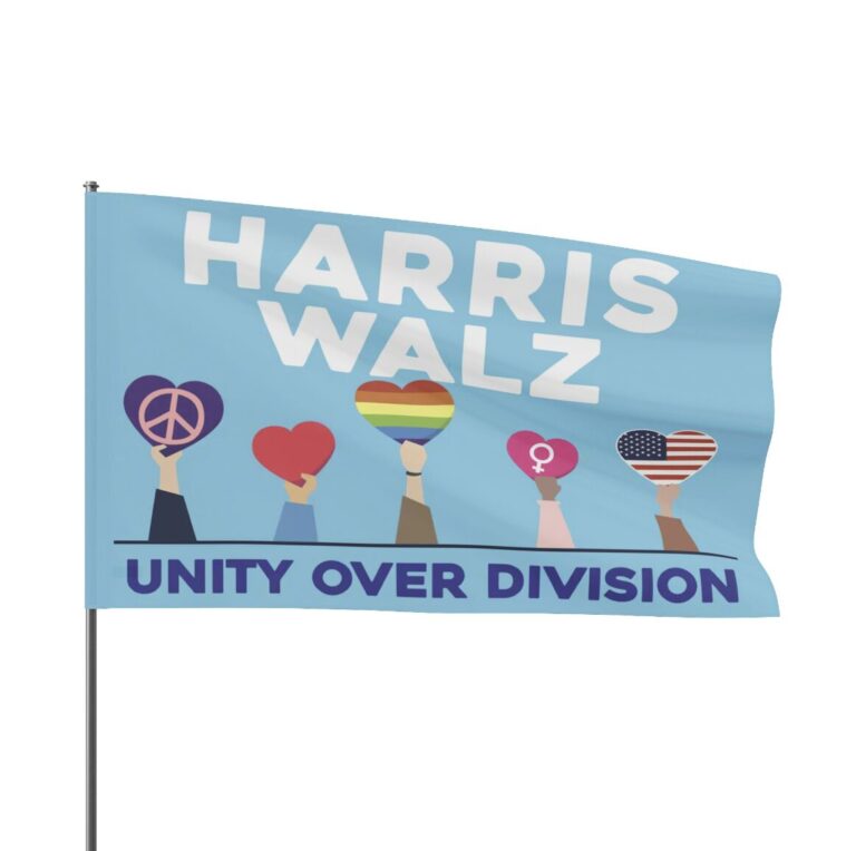 Harris Walz Unity Over Division Flag - Official Harris Walz